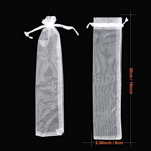 100 Pieces Organza Fan Pouch White Drawstring Sheer Organza Bags ...