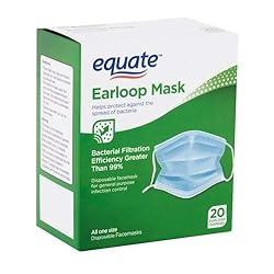 Equate Earloop Disposable Facemasks, 20 Count Each (Pack Of 2) on ...