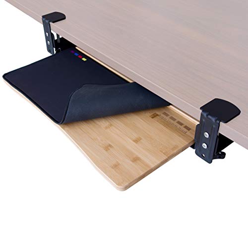Easy Clamp On Medium Keyboard Tray Under Desk – Bamboo Wood Keyboard ...