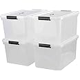 Amazon.com - Nicesh 17.5 L Plastic Large Storage Box, Clear Latch Bin with Handle and Lid, Set of 4