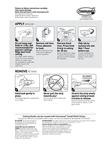 Command Ceiling Hooks, Total 12 Hooks with 16 Command Strips, 4 Pack of ...