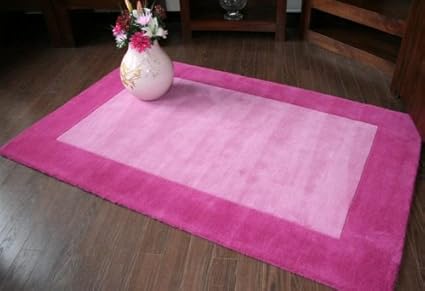 HOMESCAPES Large Pink Rug - 150 x 240 cm (5 x 8 Ft) - 100% Pure New ...