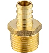 (Pack of 10) EFIELD Pex 1/2 Inch x 1/2 Inch NPT Male Adapter Brass Crimp Fitting, Lead Free (1/2 ...