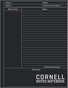 Cornell Notes Notebook: Cornell Style Note Taking Notebook for Students ...