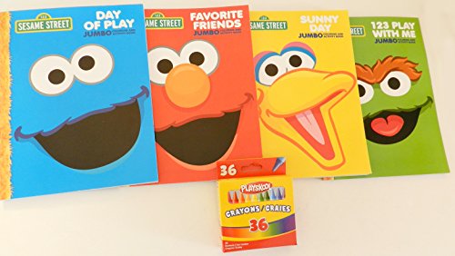 Sesame Street Coloring and Activity Books (4-pack) + 1 Pack of 36 jumbo ...