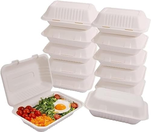 Foam Plates 100% Compostable Clamshell To Go Boxes For Food [9X6 1 ...