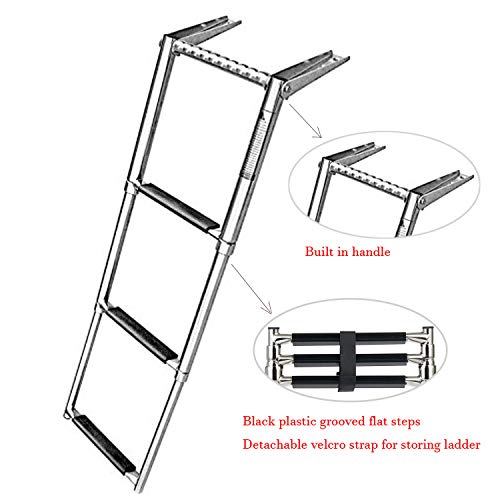 Amarine Made 3 Step Boat Boarding Ladder with Built in Drop Ladder ...