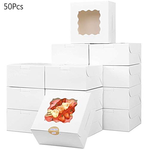 Bakery Boxes Small Cupcake Boxes 50pcs 4x4x3.5in White Single Pastry ...
