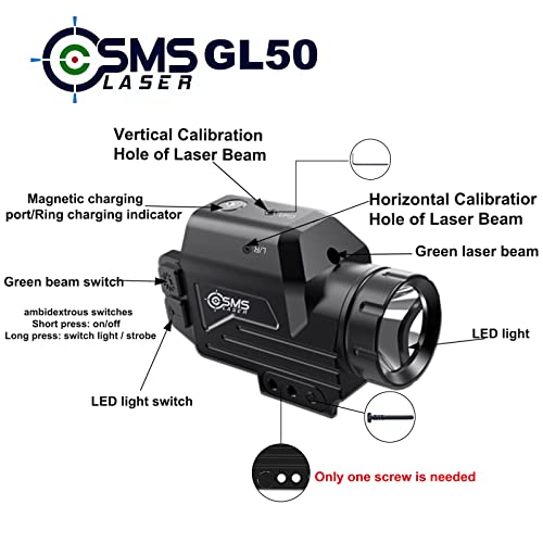 SMSlaser GL50 1000 Lumens Rechargeable Pistol Laser Light Combo ...