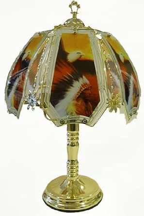 Native American with Eagle Touch Lamp with Polished Brass Base - Table ...