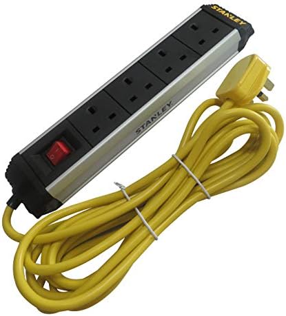 STANLEY Power Extension | 4 Sockets | 5m Cable | ON/OFF Switch ...