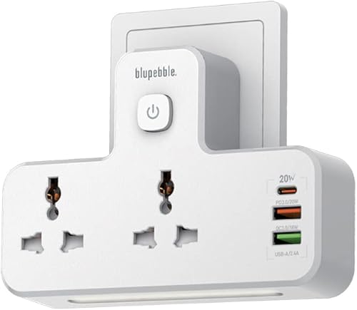 Blupebble Surge Protection Wall Adapter 2 Universal Socket with 2 USB ...