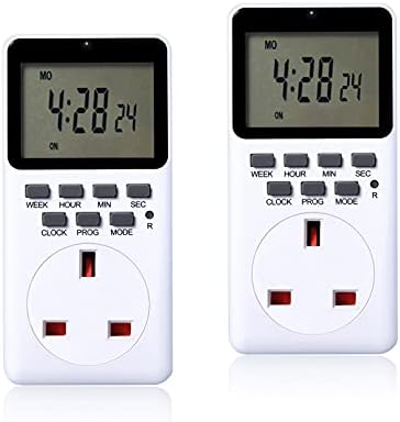 Plug Timer, Digital Security Timer Plug Socket with 10 ON-Off Programs and Random Mode ...