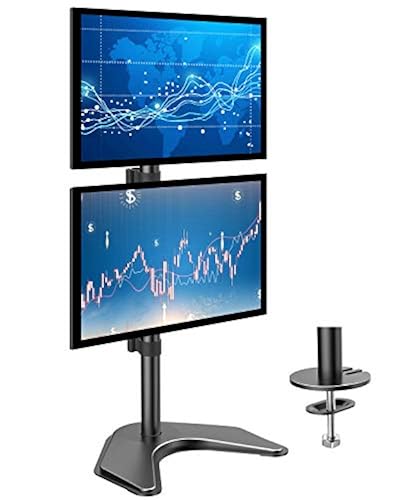 HUANUO Dual Monitor Stand - Vertical Stack Screen Free-Standing Holder ...