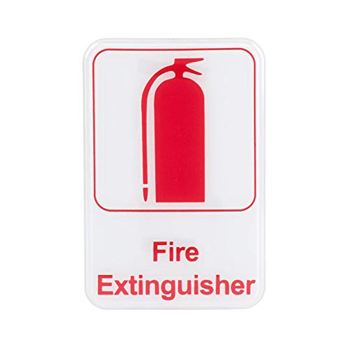 Fire Extinguisher Sign - White and Red, 9 x 6-inches Fire Exit/Fire ...