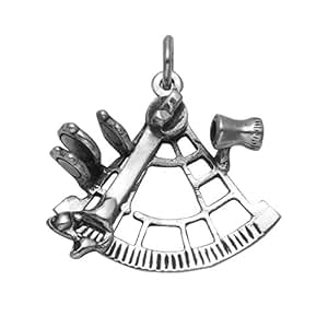 Amazon.com: Wildthings Ltd. Sterling Silver Sextant Compass Pendant w ...