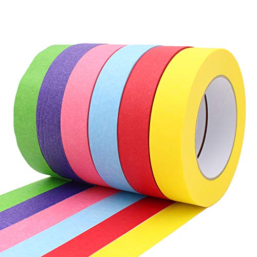 Colored Masking Tape - 6 Different Color Rolls of 1 Inch x 55 Yards ...