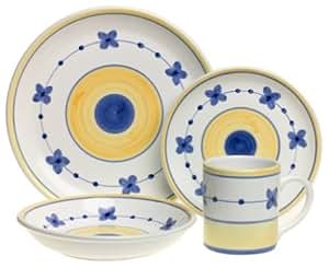 Amazon.com | Caleca Marina 16-Piece Dinnerware Set, Service for 4 ...