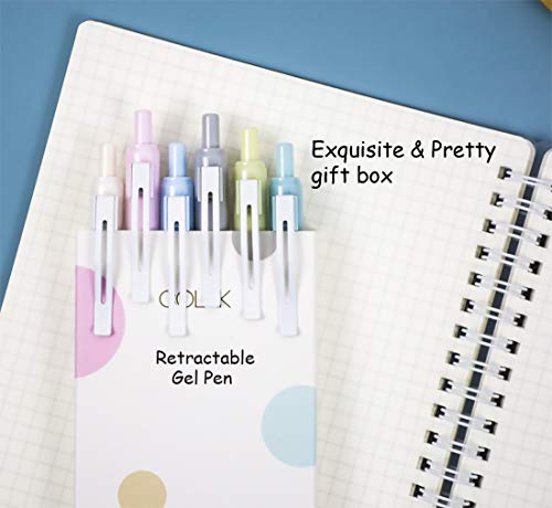 COLNK Retractable Gel Pens, Black Ink, Cute Pens, Pastel Pens Barrel ...