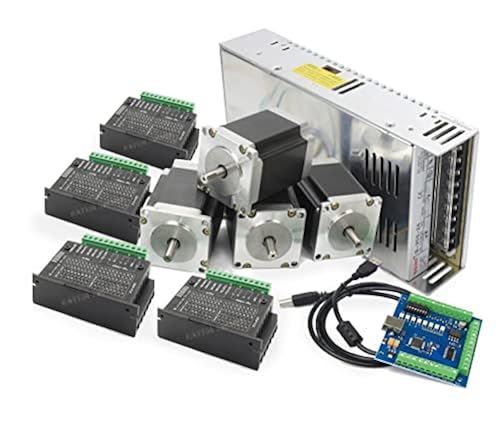 RATTMMOTOR 4 Axis USB Mach3 CNC Controller Kit Nema23 Stepper Motor ...