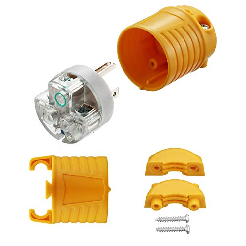 Miady Extension Cord Ends Male and Female, 15 Amp 125 Volt Heavy Duty Replacement Plug ...