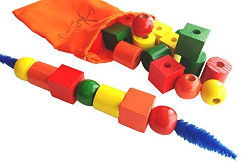 Buy 24 Jumbo Toddler Lacing and Stringing Beads Wood Rainbow with Pipe ...