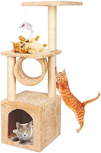 Rness 36 inch Cat Tree, Pet Play Condo House Furniture, Deluxe Faux Fur ...