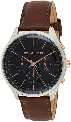 Michael Kors Men's Quartz Watch, Chronograph Display and Leather Strap ...