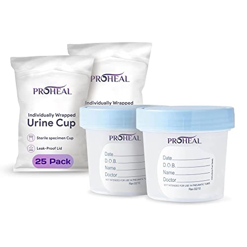 Sterile Urine Specimen Cups with Lids (25PK) - 4 oz. Sample Urine Cups ...