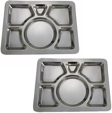 Amazon.com | SET OF 2-6 Compartment Cafeteria Food Tray, Cafeteria ...