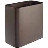 Amazon.com: mDesign Small Square Metal 2.3 Gallon Trash Can Wastebasket ...