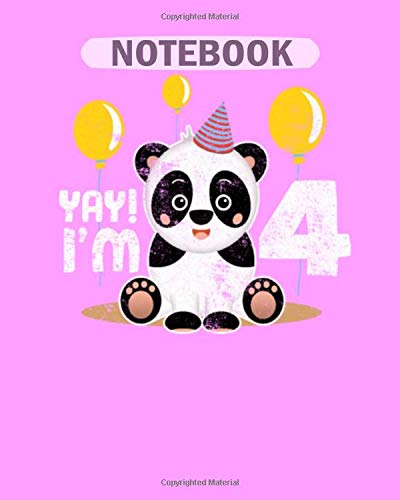 Notebook: cute 4th birthday panda kid boy girl 4 years old - 50 sheets ...