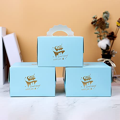 Blue Disposable Cake Boxes with Window, 6x6x4 Inch Tier Tall Cakes Box ...
