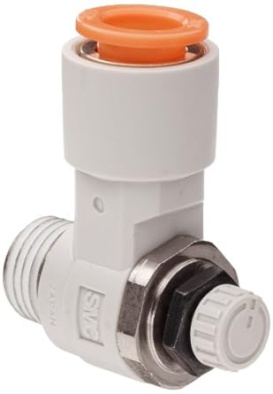 SMC AS Air Flow Control Valve, PBT & Nickel Plated Brass, Elbow, With Sealant, Push-to-Connect ...