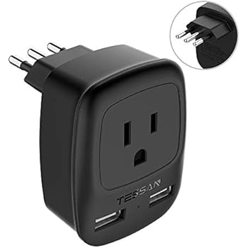 Amazon.com: Italy Power Adapter Type L, TESSAN US to Italy Plug Adapter ...