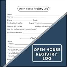 Open House Registry Log: Real State Visitor sign in Guest book for ...