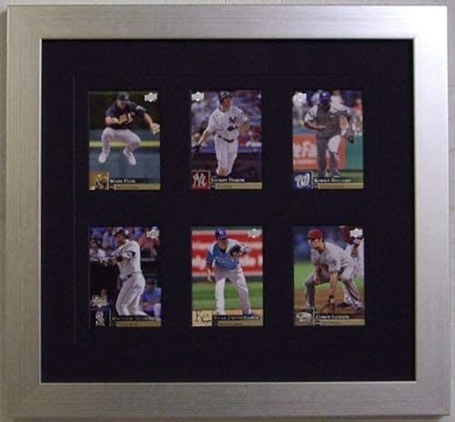 Trading Card Display Frame for 6 Cards- Black (Black Trim) Matting and ...
