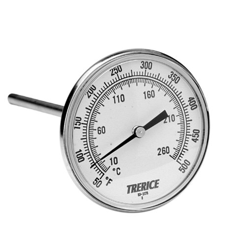 Trerice B8520404 Rear Connect Bimetal Thermometer, 1/2" NPT Connection ...