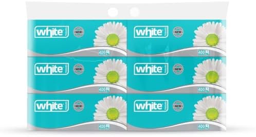White Flexi Facial Tissues – 400 Tissues; 3Ply, Pack of 6| Extra Value ...