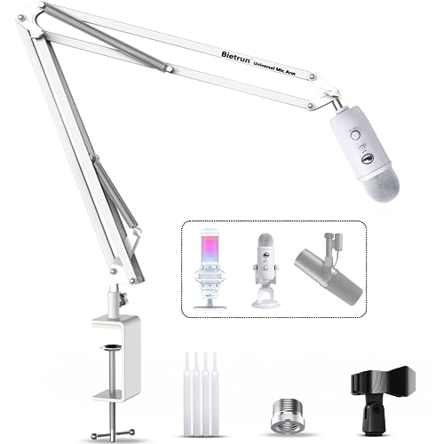 White Microphone Arm Desk Mount for Wave/Blue Yeti/Snowball/Hyperx ...