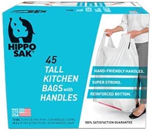 Hippo Sak Handle Trash Bag, with Power Strip, 13 gallon Tall Kitchen ...