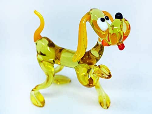 Amazon.com: Dog Glass Figurine Dog Animals Glass Doggy Miniature Art ...