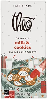 Theo Organic Milk & Cookies 45% Milk Chocolate Bars, Fair Trade, Kosher ...