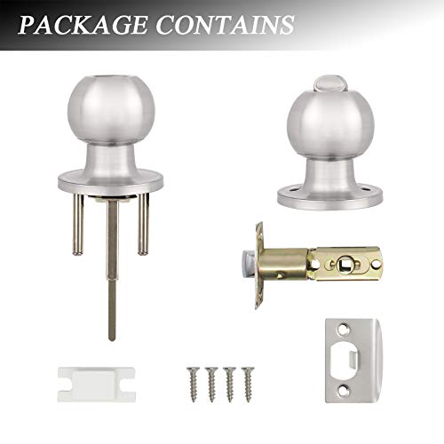 Probrico (3 Pack) Round Privacy Door Knob(Thumb Turn Lock on The Inside ...