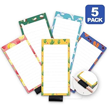 Amazon.com : 5 Pack Magnetic Notepads for Fridge with Pen Holder, Full ...