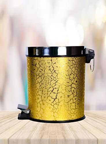 Hard Plastic Trash Cans Round Dustbin With Tissue Box - Golden price in ...