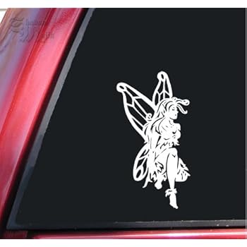 Amazon.com: Fairy With Flower, Vinyl Car Decal, 'White', '5-by-5 inches ...