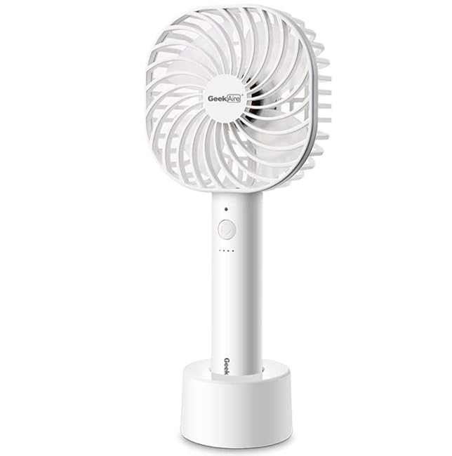 Geek Aire GF3 - Rechargeable Handheld Fan with Li-ion Battery (White ...