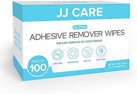 JJ CARE Adhesive Remover Wipes (Pack of 100) Large Stoma Wipes, Medical ...