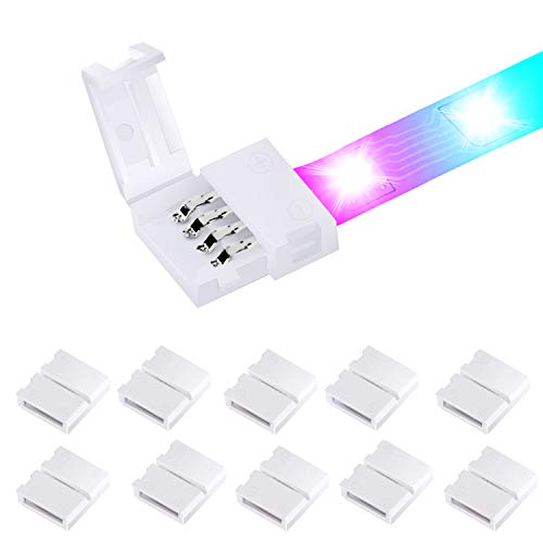 4 Pin RGB LED Light Strip Connector, LUNERKU 10mm PBC LED Strip to Strip Unwired Gapless ...